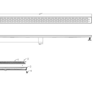 Dawn LYE470304 Yangtze River Series Linear Shower Drain, 47"