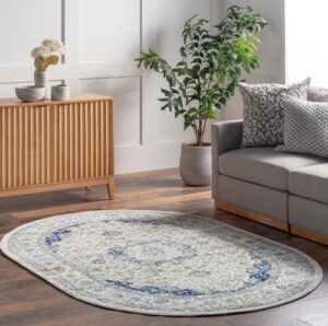 nuloom paisley verona vintage persian area rug, 6' 7" x 9' oval, blue