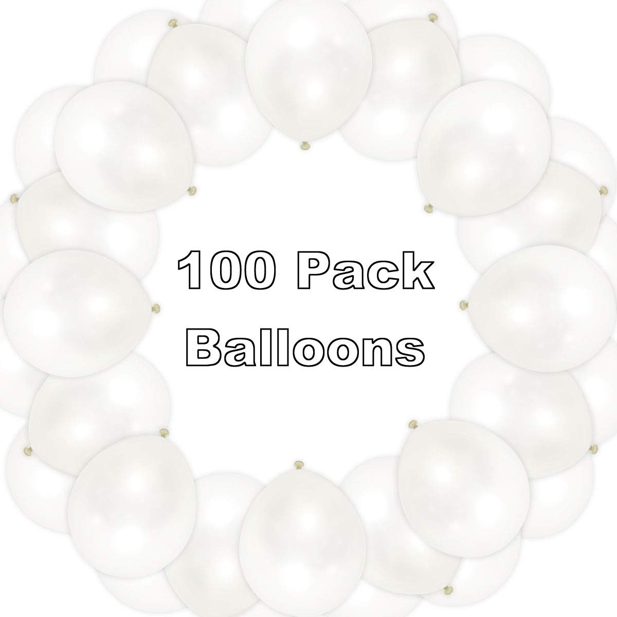 Elecrainbow 12 Inches 320 Grams Thickened White Balloons,White Party Supplies for Birthday Wedding Baby Shower Graduation Anniversary Memorial Day,100 Count