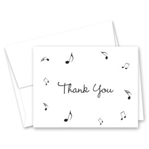 50 music notes thank you cards (black)