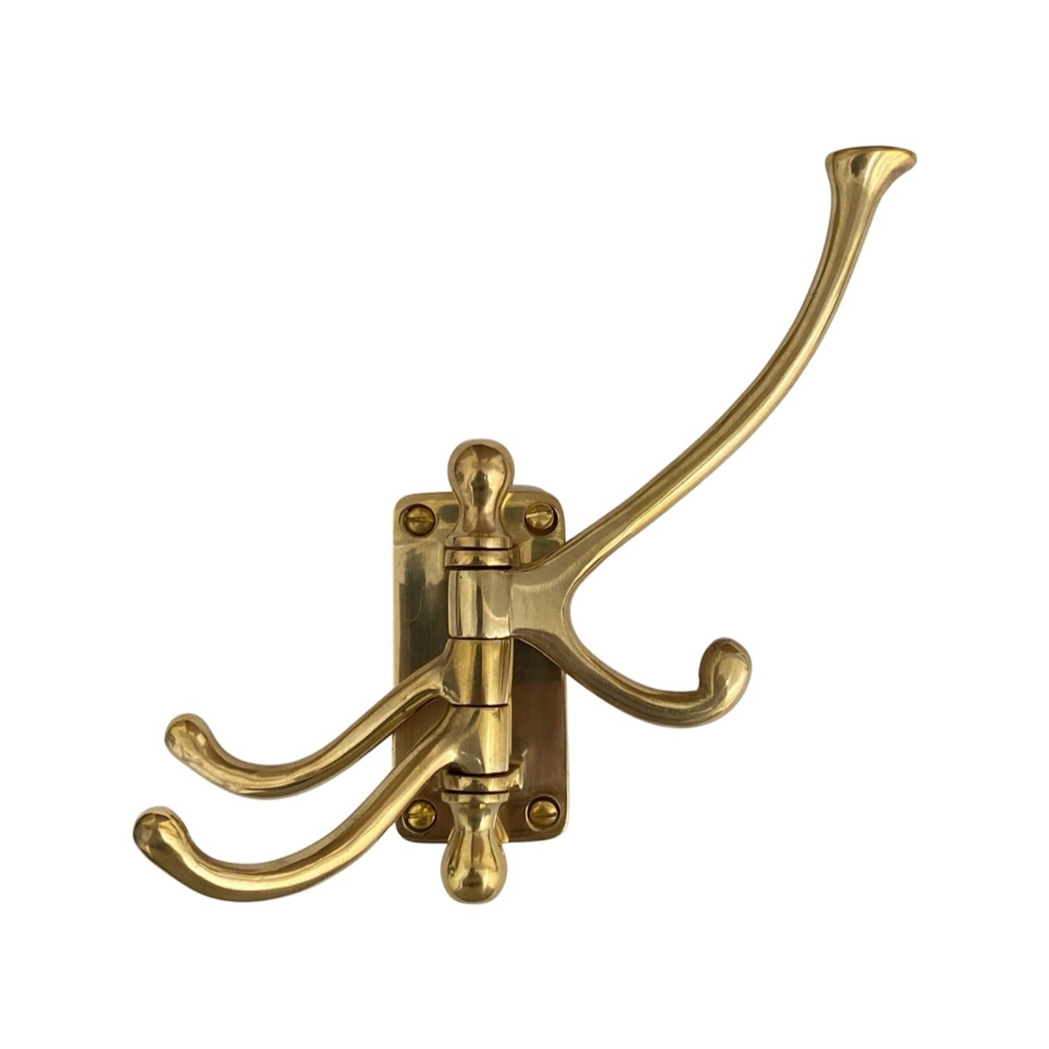 The King's Bay Three Arm Swivel Coat Hook in Polished Brass