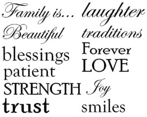 set of 12 family quote words vinyl wall sticker picture frame wall family room art decoration #1332 (matte black)