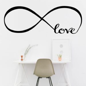 Wall Stickers Bedroom Decor Infinity Symbol Word Love Vinyl Art Decal (7'' X 22'', Black)