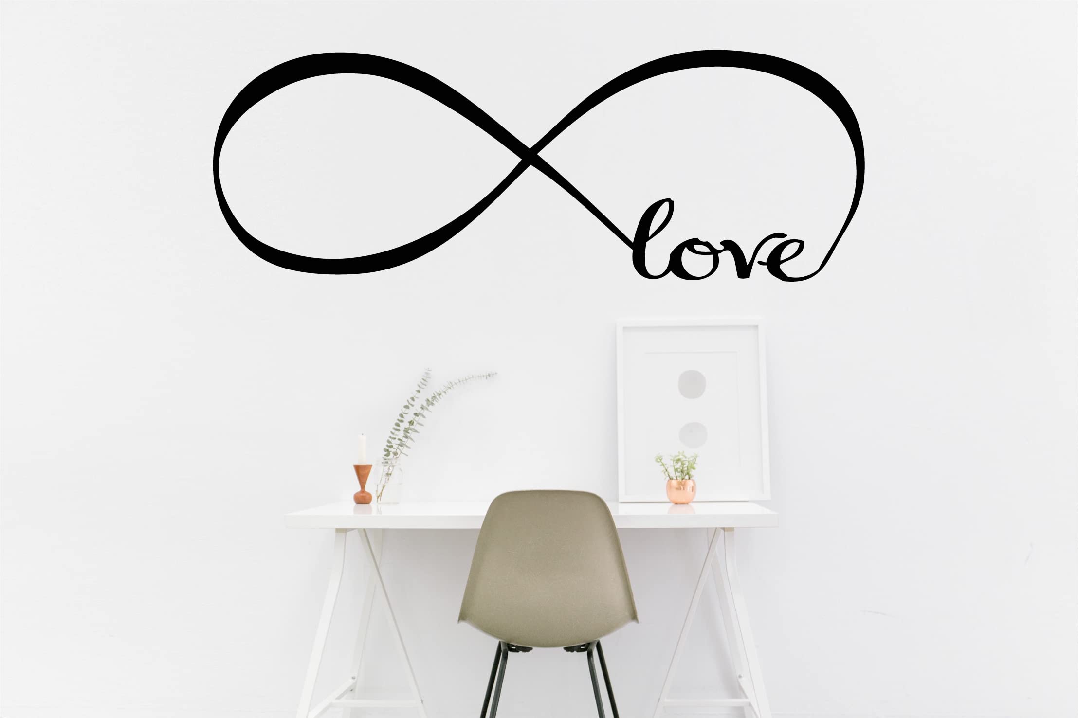 Wall Stickers Bedroom Decor Infinity Symbol Word Love Vinyl Art Decal (7'' X 22'', Black)