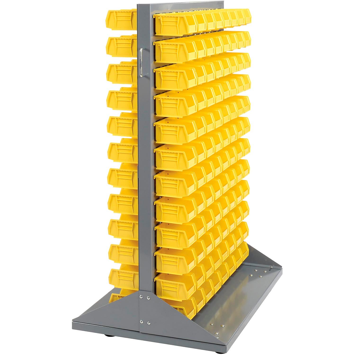 Global Industrial Double-Sided Mobile Rack with (192) Yellow Bins, 36x25-1/2x55