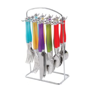 santoro 20 piece stainless steel flatware set with hanging rack