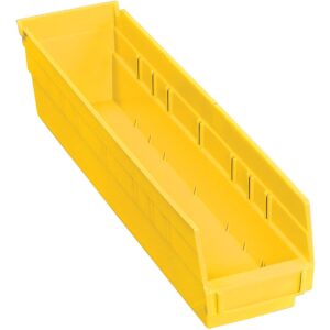 nestable shelf bin, plastic, 4-1/8"w x 17-7/8"d x 4" h, yellow - lot of 12