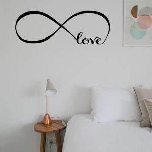 Wall Stickers Bedroom Decor Infinity Symbol Word Love Vinyl Art Decal (7'' X 22'', Black)