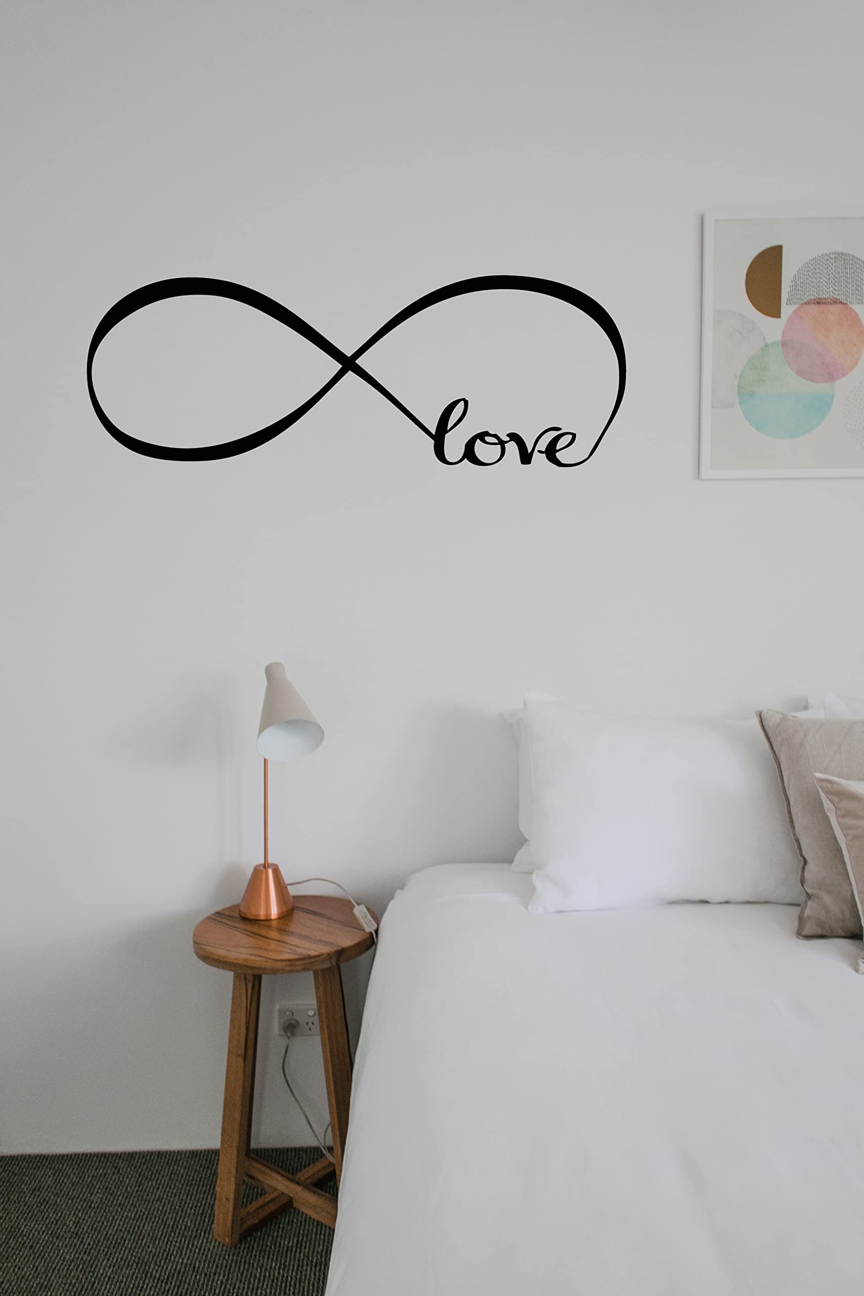 Wall Stickers Bedroom Decor Infinity Symbol Word Love Vinyl Art Decal (7'' X 22'', Black)