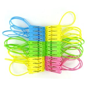 honbay 24 pcs clothes peg clip pins hanging clips hooks with rope clothesline windproof hanger (multicolor)