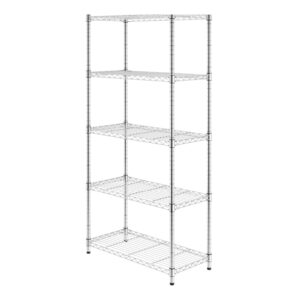 saferacks - nsf certified storage shelves, zinc, heavy duty steel wire unit with adjustable feet, garage or bakers rack, kitchen, pantry shelf - (14"x30"x60" 5-tier) (silver)