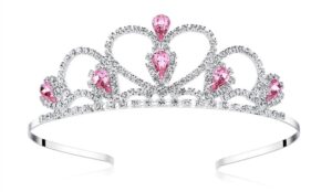 lovelyshop pink gems rhinestone tiara, for little kid big kid girl prom birthday prinecess party