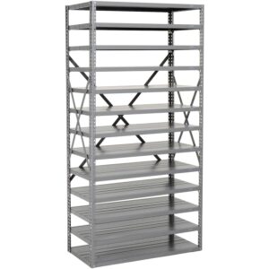 global industrial open bin shelving without bins, 13 shelves, 36x18x73