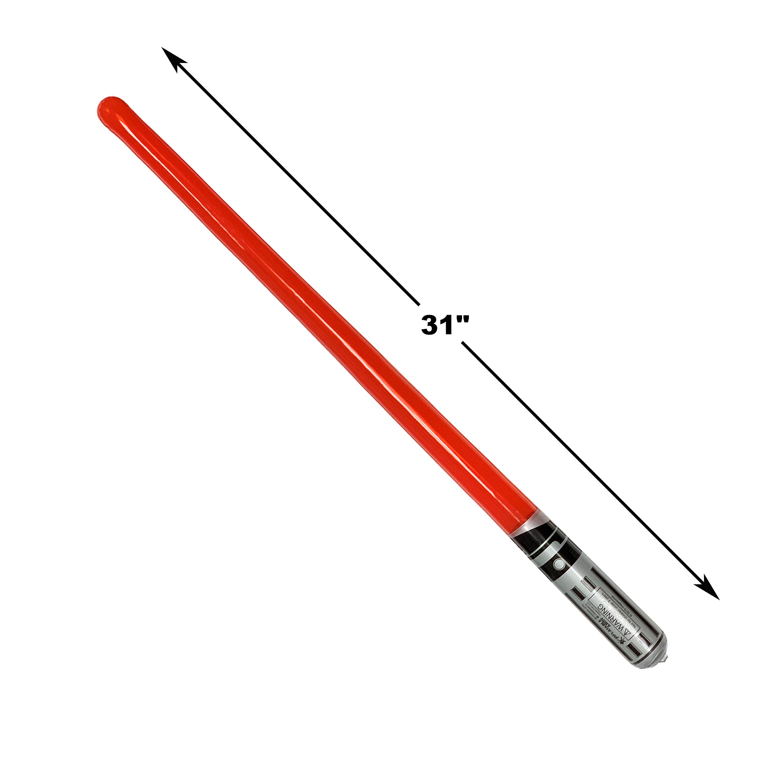 megasumer Pack of 4 Inflatable Light Saber Sword Toys - 2 Red and 2 Blue Lightsabers - Pool, Beach, Party Favors, LARP. Great Give Aways, or Christmas Stocking Stuffer!