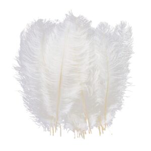 awaytr 10-12 inch (25-30cm) natural ostrich feathers for wedding centerpieces home decoration,flower arrangement,diy christmas decorations (10pcs,white)