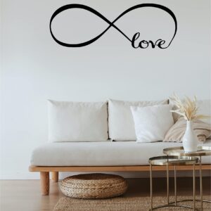 Wall Stickers Bedroom Decor Infinity Symbol Word Love Vinyl Art Decal (7'' X 22'', Black)