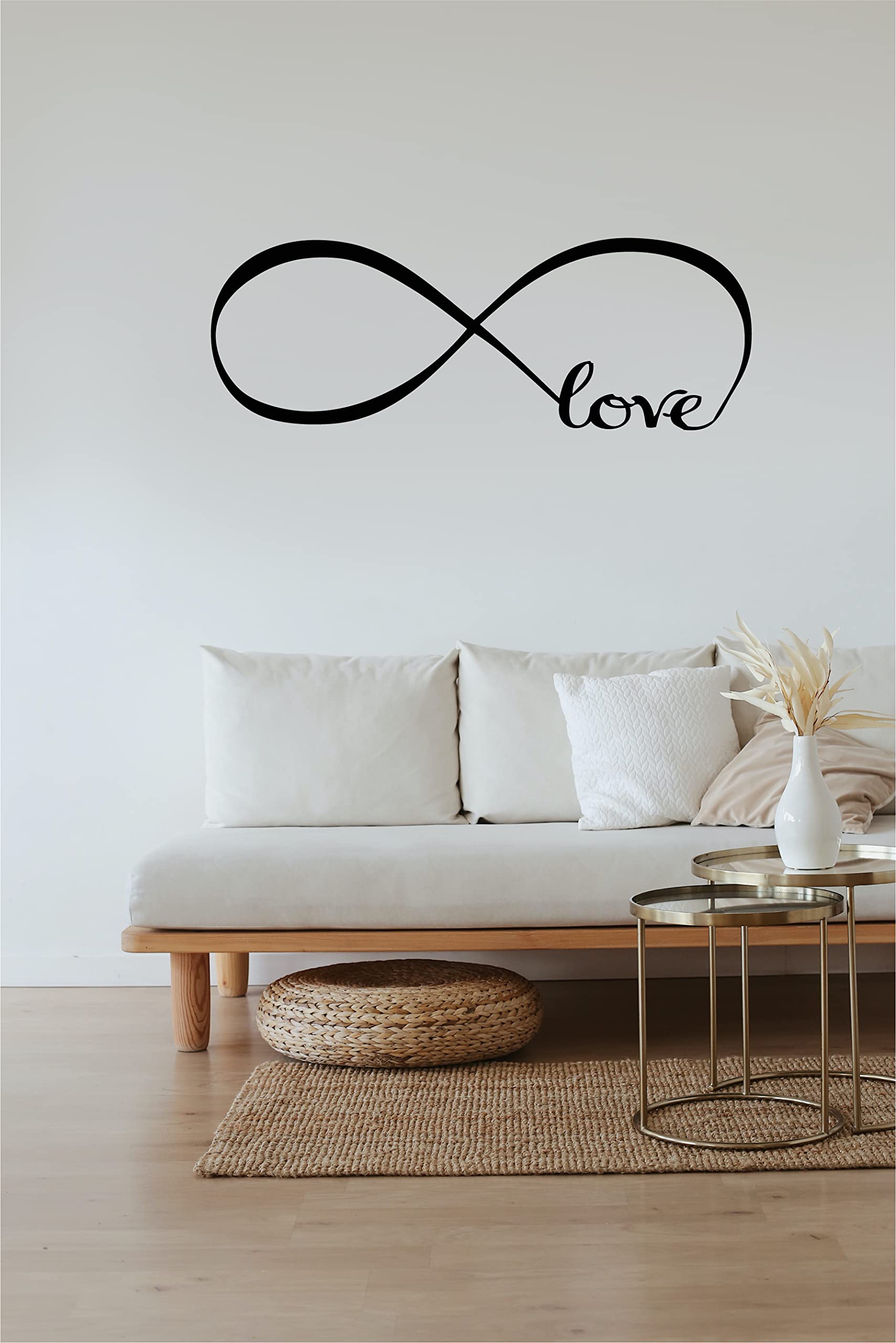 Wall Stickers Bedroom Decor Infinity Symbol Word Love Vinyl Art Decal (7'' X 22'', Black)