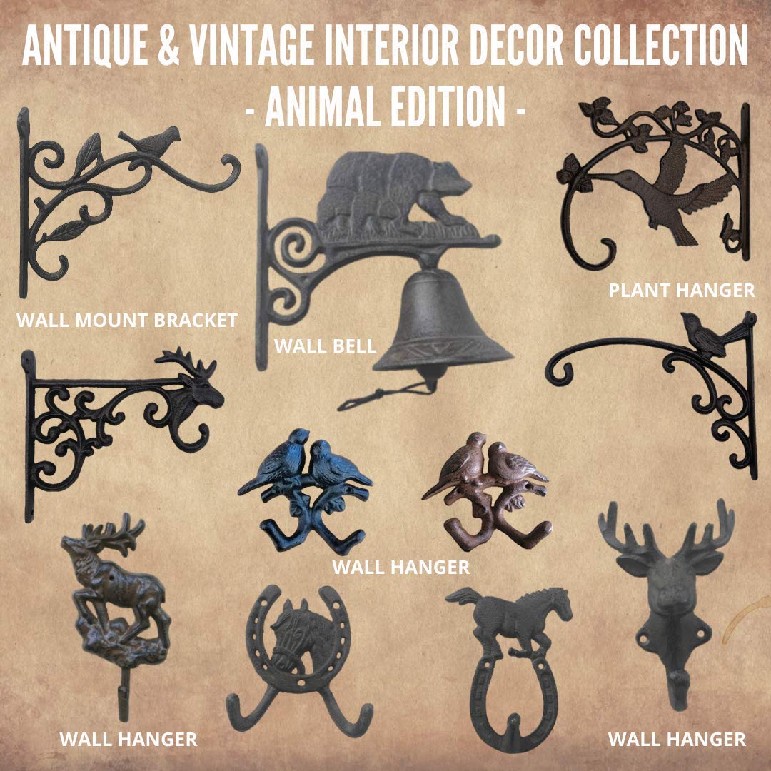 Comfy Hour Antique and Vintage Animal Collection Cast Iron ELK Single Key Coat Hook Wall Hanger Clothes Rail Set, Heavy Duty Recycled Gift Idea