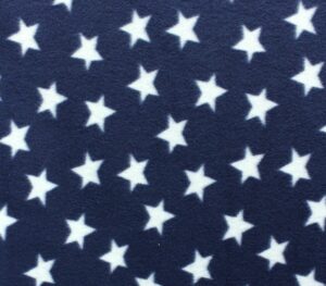 fleece fabric printed anti pill white stars dark navy background licensed