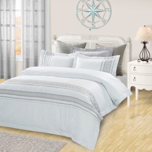 superior burlington embroidered duvet cover set, premium long-staple cotton,king/cal king, white