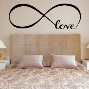 Wall Stickers Bedroom Decor Infinity Symbol Word Love Vinyl Art Decal (7'' X 22'', Black)