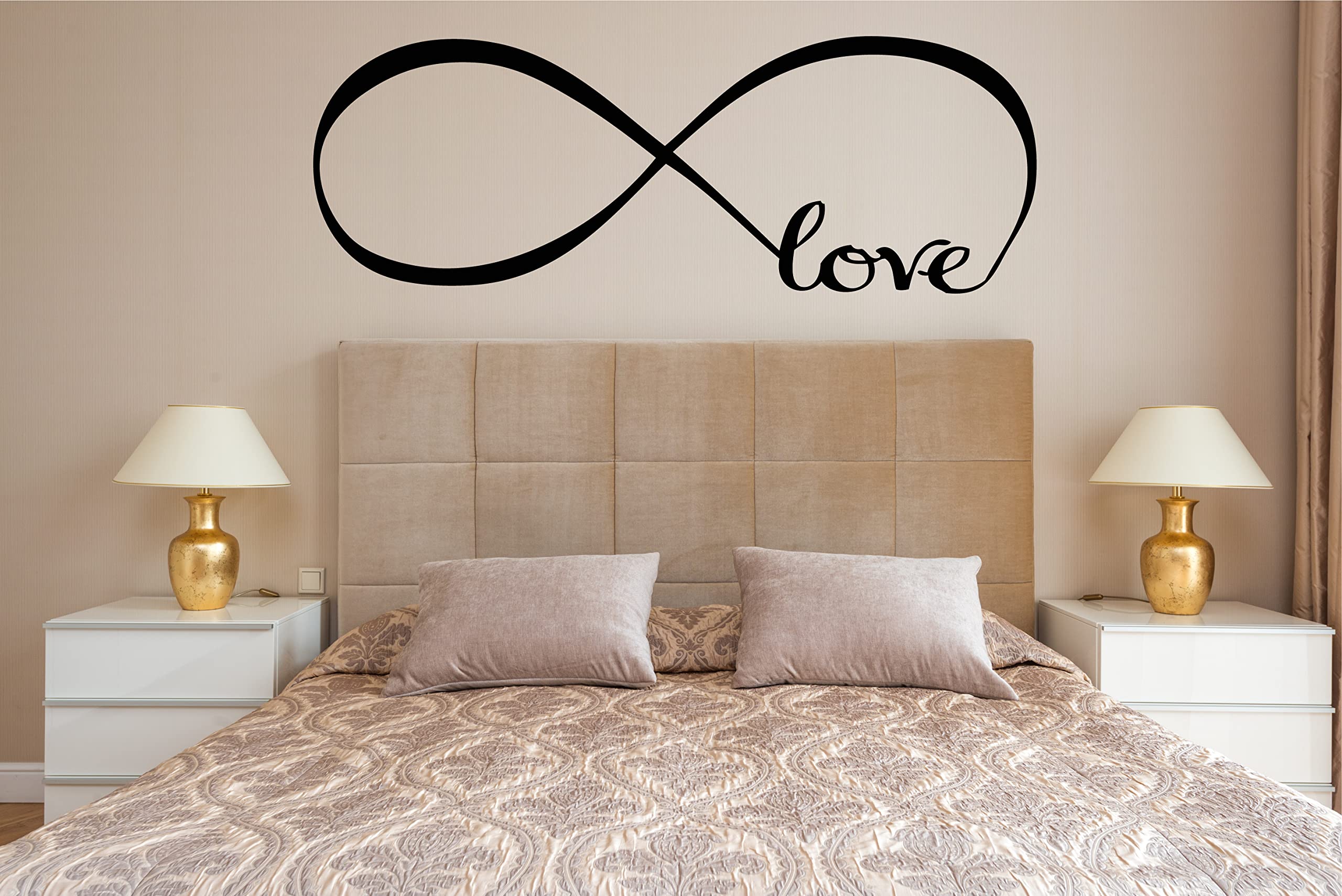 Wall Stickers Bedroom Decor Infinity Symbol Word Love Vinyl Art Decal (7'' X 22'', Black)