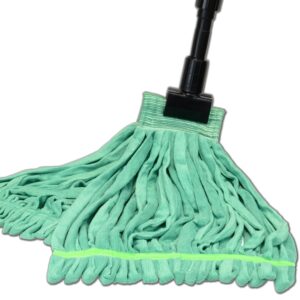 large microfiber tube mop with stainless steel handle | industrial wet mop | absorbent and durable with great cleaning power (green)