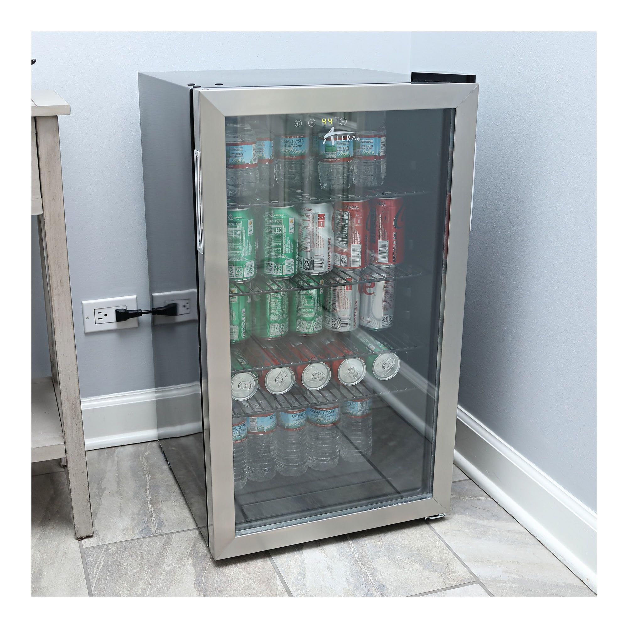 Alera JC-90VEL-F 3.4 Cu. Ft. Beverage Cooler - Stainless Steel/Black