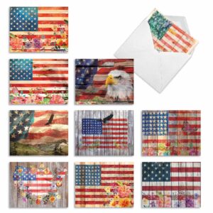 the best card company 10 assorted thank you note cards boxed set 4 x 5.12 inch with envelopes (10 designs, 1 each) artful flags m6580tyg