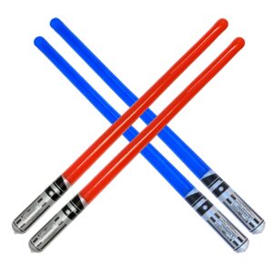 megasumer pack of 4 inflatable light saber sword toys - 2 red and 2 blue lightsabers - pool, beach, party favors, larp. great give aways, or christmas stocking stuffer!