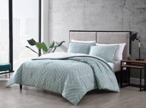 city scene ceres collection duvet cover set-100% cotton, reversible & ideal for all seasons, softens with each wash, king, mint