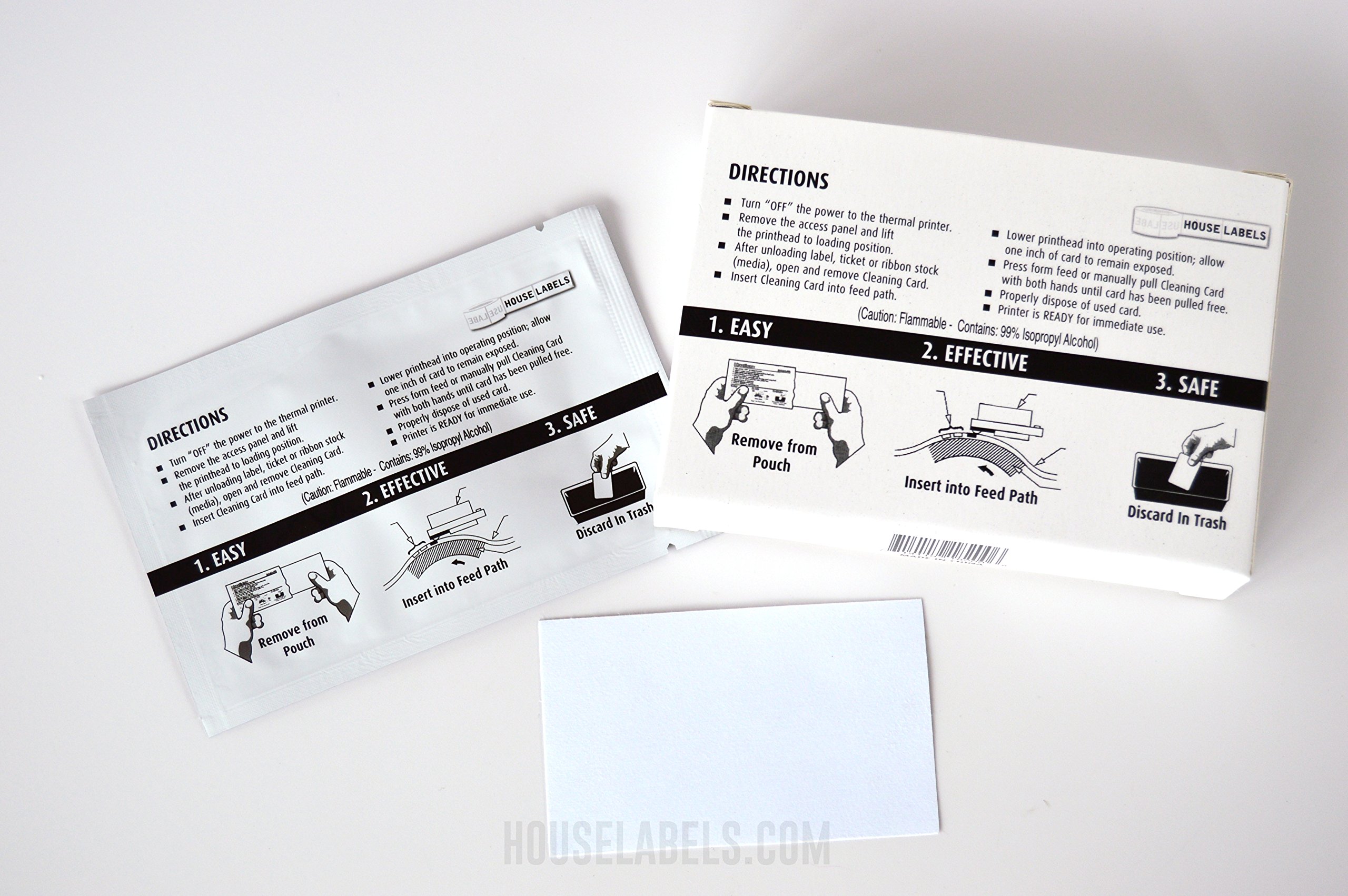 HouseLabels 2.1" x 3.425" Thermal Printer Cleaning Cards for Printheads Compatible with DYMO, Brother, Zebra and Other Thermal Printers, 1 Box of 25 Cleaning Cards