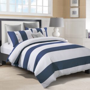 superior addison cotton striped 3-piece duvet cover set, white, twin/twin xl