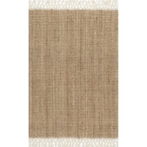 nuLOOM Raleigh Farmhouse Jute Tasseled Area Rug, 4x6, Natural