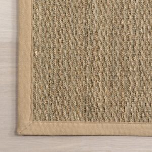 nuLOOM 2x8 Elijah Seagrass Area Rug, Beige, Solid Farmhouse Style, Cotton Bordered, Basketweave, Natural Fiber, For Bedroom, Dining Room, Living Room, Hallway, Office, Kitchen, Entryway