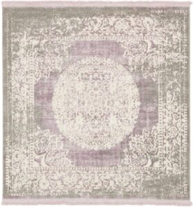 unique loom new classical collection area rug - olwen (4'square, purple/ gray)