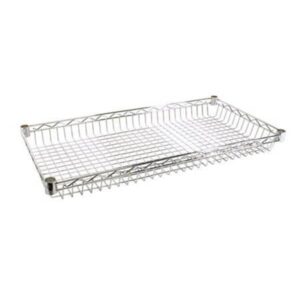 omega products corporation 18" deep x 24" wide small chrome wire basket shelf