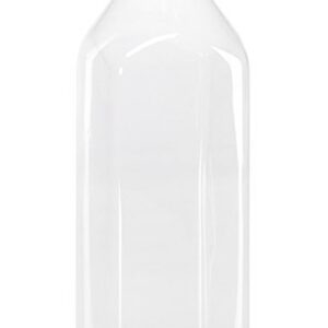 32 oz. Clear Food Grade Plastic Juice Bottles with Black Tamper Evident Caps (6/pack)