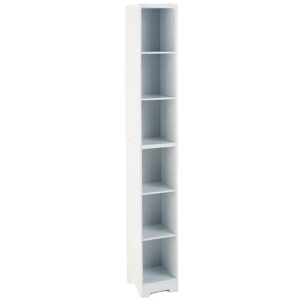 Accents Depot Slim Storage Tower with Six Shelves for Hallways, Closets and Bathrooms - White