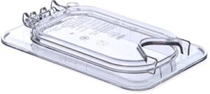 carlisle foodservice products 10339z07 ez access hinged lid with handle and notch, ninth size, clear