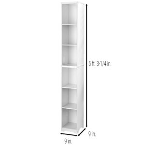 Accents Depot Slim Storage Tower with Six Shelves for Hallways, Closets and Bathrooms - White