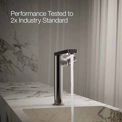 KOHLER K-73159-7-TT Composed Tall Single-Handle Bathroom Sink Faucet with Cylindrical Handle, Titanium