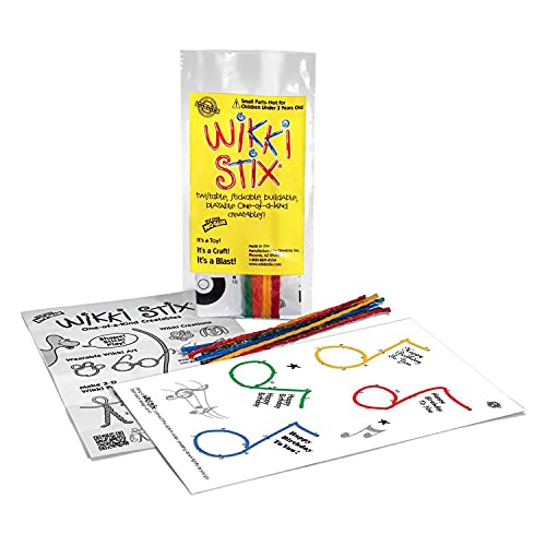 WIKKI STIX Birthday Fun Favors, pack of 20 individual fun favors, each with 12 and a birthday themed play sheet, Made in the USA