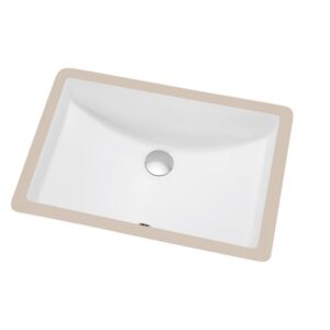 contemporary under counter rectangle ceramic basin with overflow