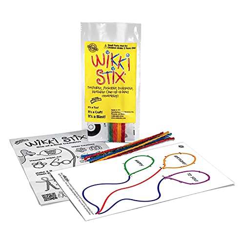 WIKKI STIX Birthday Fun Favors, pack of 20 individual fun favors, each with 12 and a birthday themed play sheet, Made in the USA