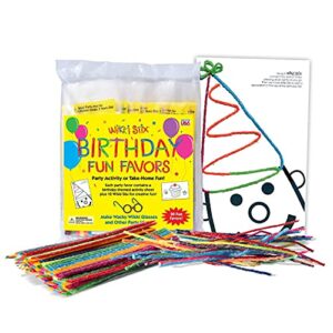 wikki stix birthday fun favors, pack of 20 individual fun favors, each with 12 and a birthday themed play sheet, made in the usa