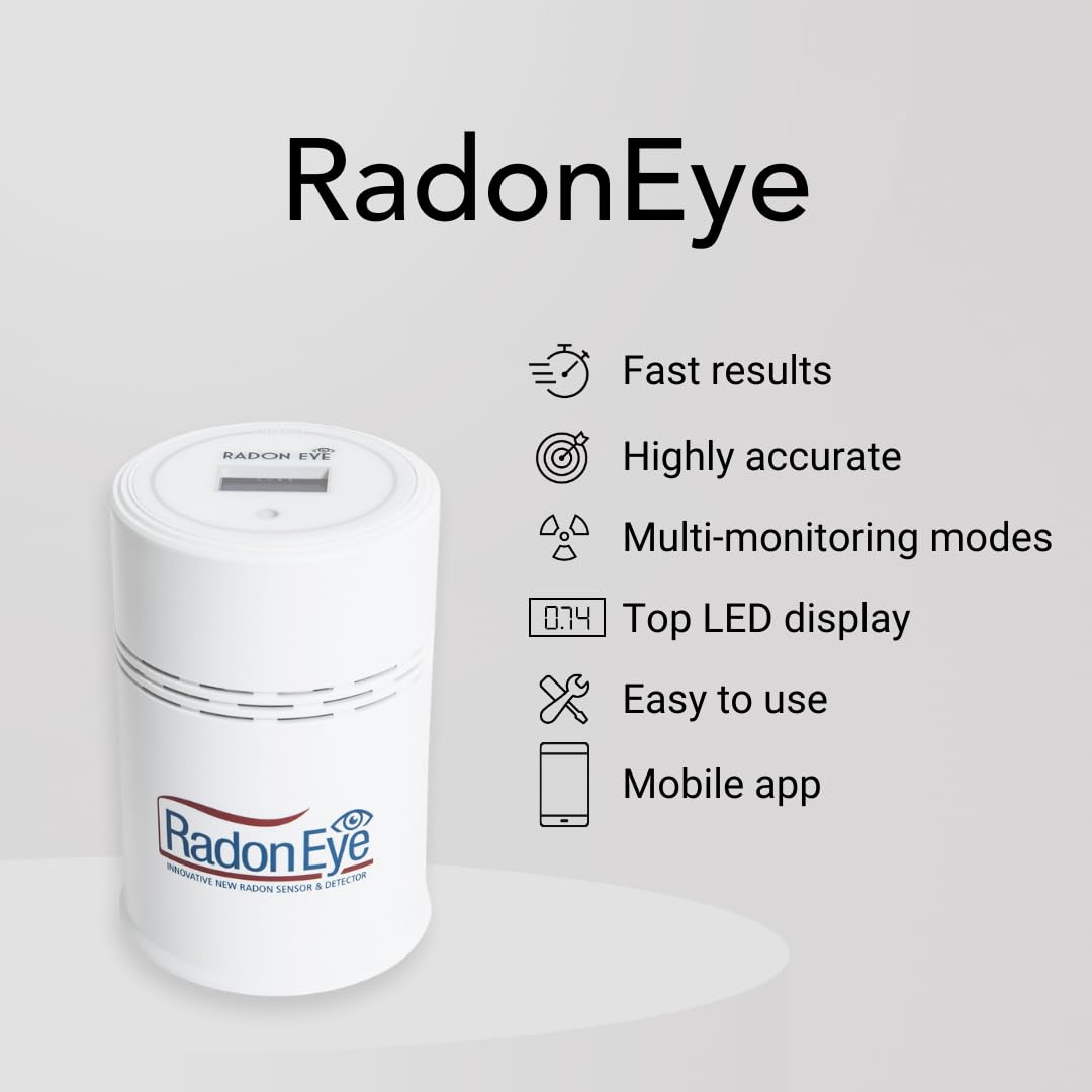 Ecosense RD200 RadonEye, Home Radon Detector, Fast Capture of Fluctuating Levels, Short & Long-Term Continuous Monitoring with Trend Charts