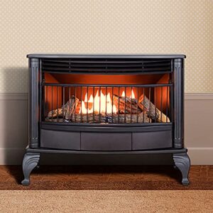 ProCom Ventless 25,000 BTU Space Saving Free Standing Dual Fuel Fireplace with Built In Thermostat Control Heats up to 1,100 Square Feet, Black