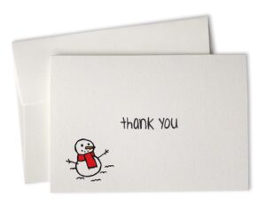 happy snowman winter thank you cards - 24 greeting cards with envelopes