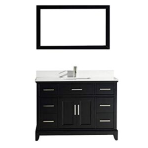 vanity art 48 inch bathroom vanity with sink and mirror | carrara marble stone top storage bathroom organizer cabinet with dovetailed drawer, soft closing door, brushed nickel handles, va1048-e